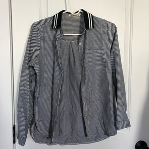 Tops | Retro Dark Blue Stripe Shirt Vintage Classic | Poshmark